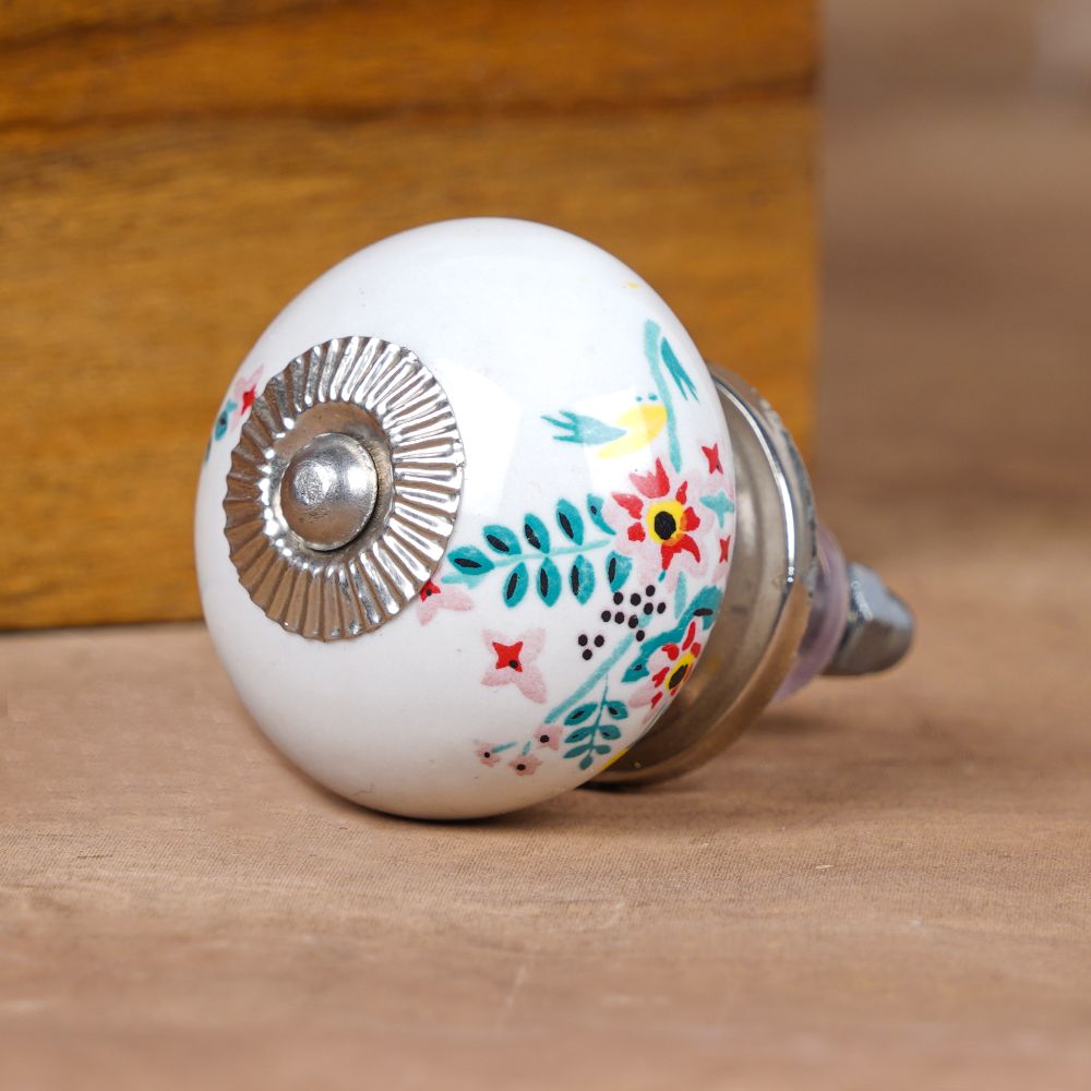 Ceramic Multicolor Floral Pattern Cabinet Knobs